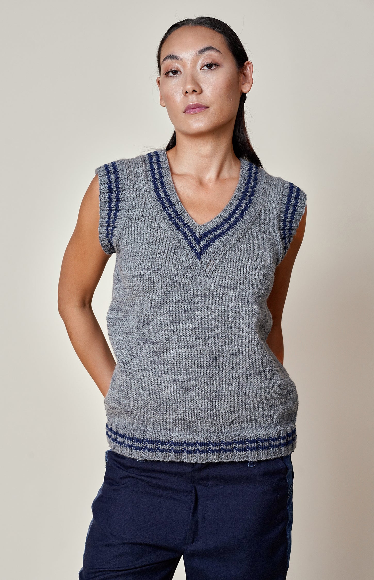 Grey/Blue Knit Vest